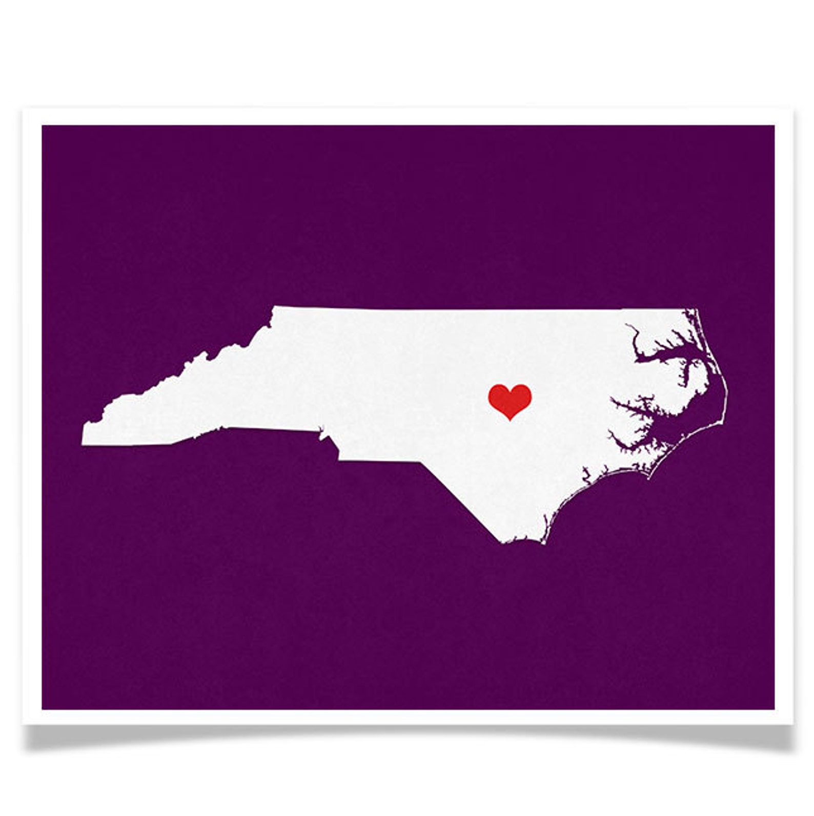 North Carolina State Map - Custom Personalized Heart Print - I Love USA ...