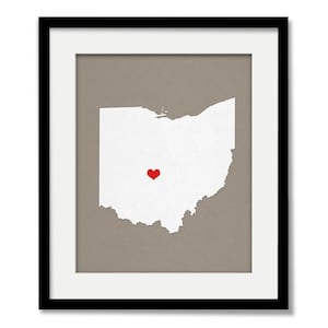 Ohio State Map Custom Personalized Heart Print I Love USA Hometown Wall ...