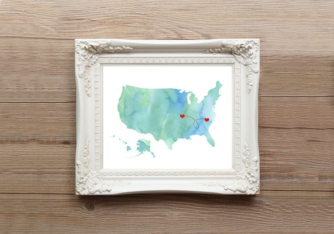 Custom USA Map Print – Personalized Love Connection Art - Etsy