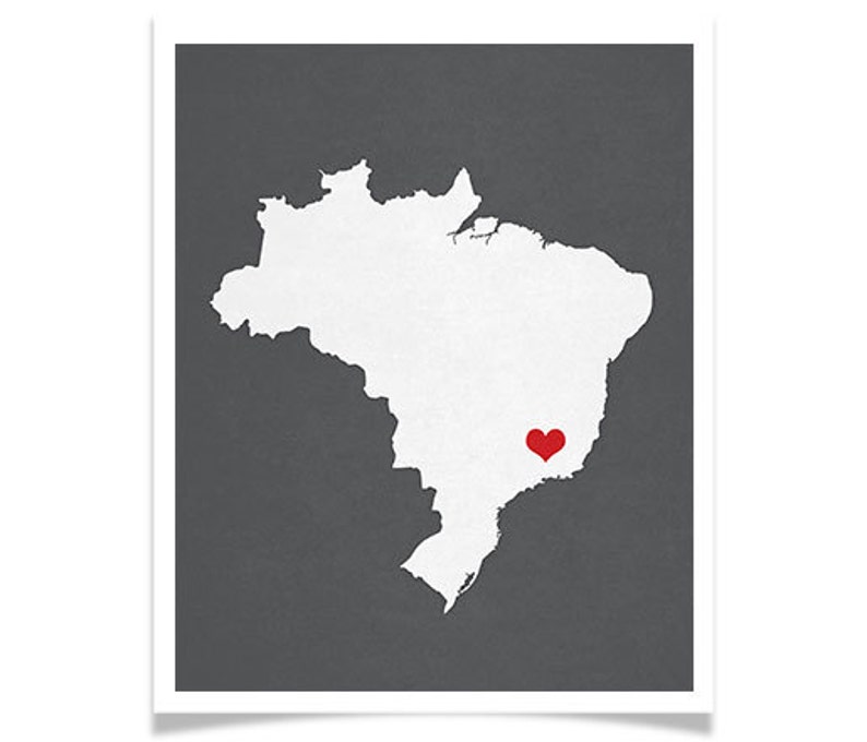 Brazil Map Custom Personalized Heart Print Hometown Wall Art - Etsy