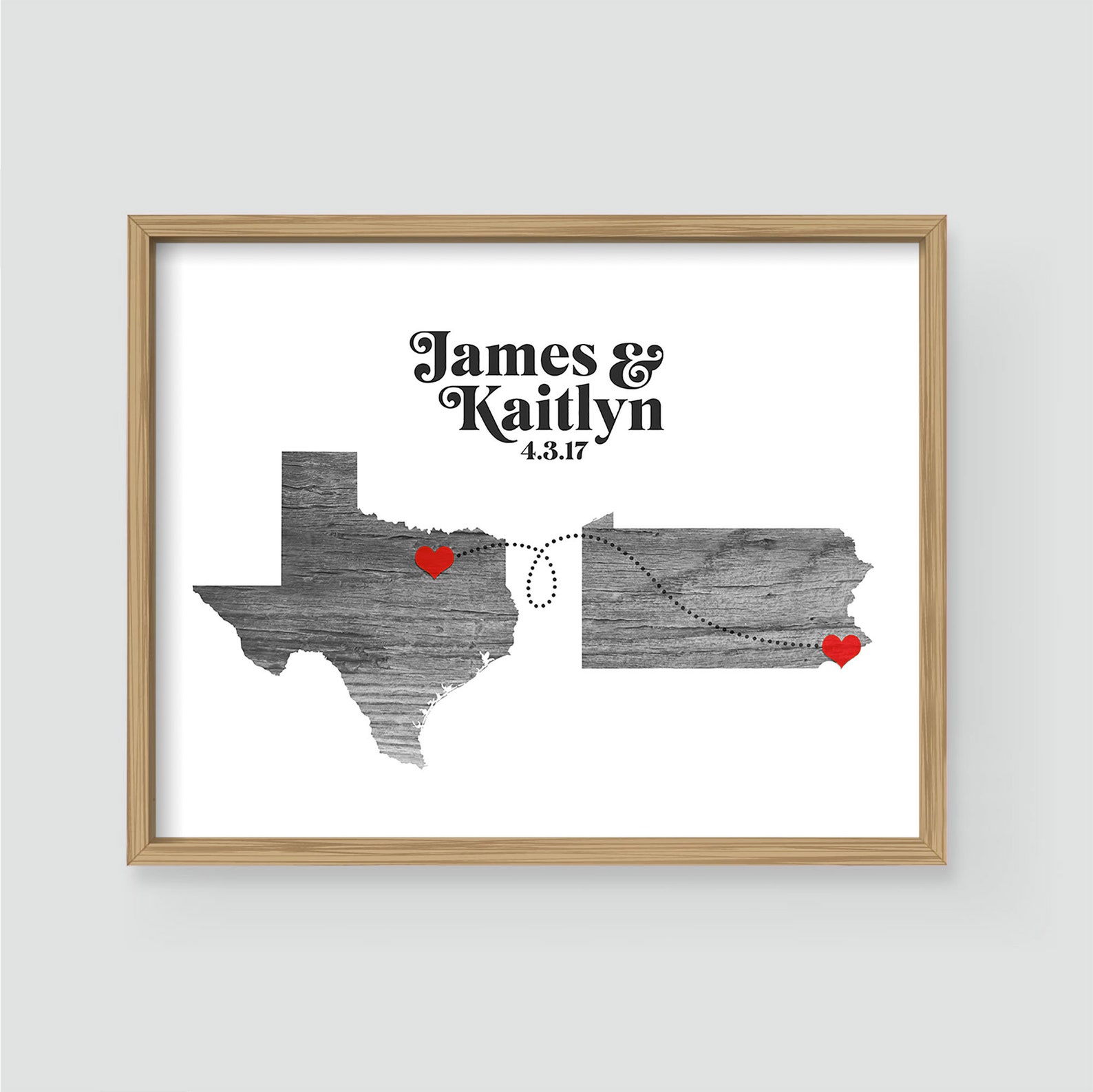 Two State or Country Love Connection Modern Text Gift Long - Etsy