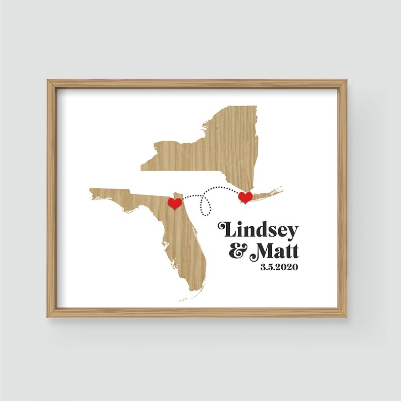 Two State or Country Love Connection Modern Text Gift Long - Etsy