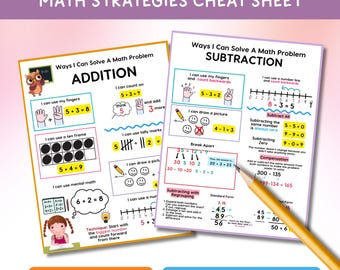 Addition Subtraction Strategies Cheat Sheet, Elementary Math Anchor ...