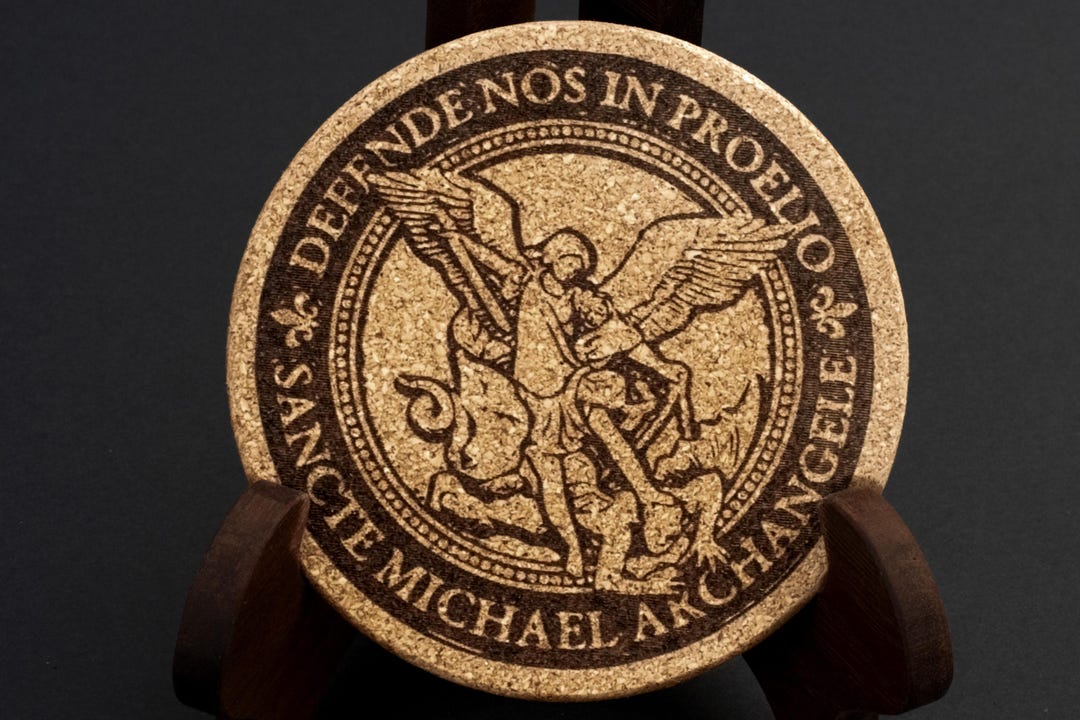 St. Michael the Archangel Cork Coaster, Set of Four or Six - Catholic ...