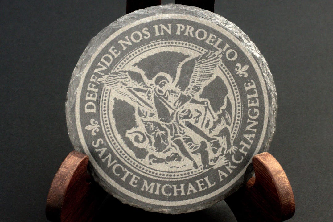 St. Michael the Archangel Slate Coaster, Set of Four or Six Catholic ...