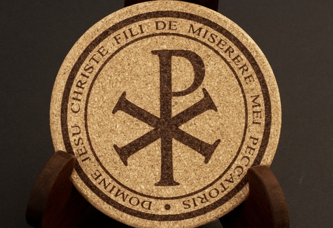 Chi Rho Christogram Coaster, Set of 4 or 6 Handmade Catholic Engraved ...