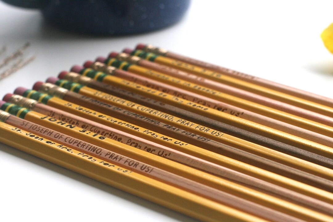 Custom, Personalized Catholic Engraved Saint Pencils - Etsy