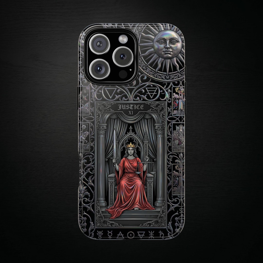 Justice Tarot Phone Case, Gothic Scales Card Case, Tarot Reader Gift ...