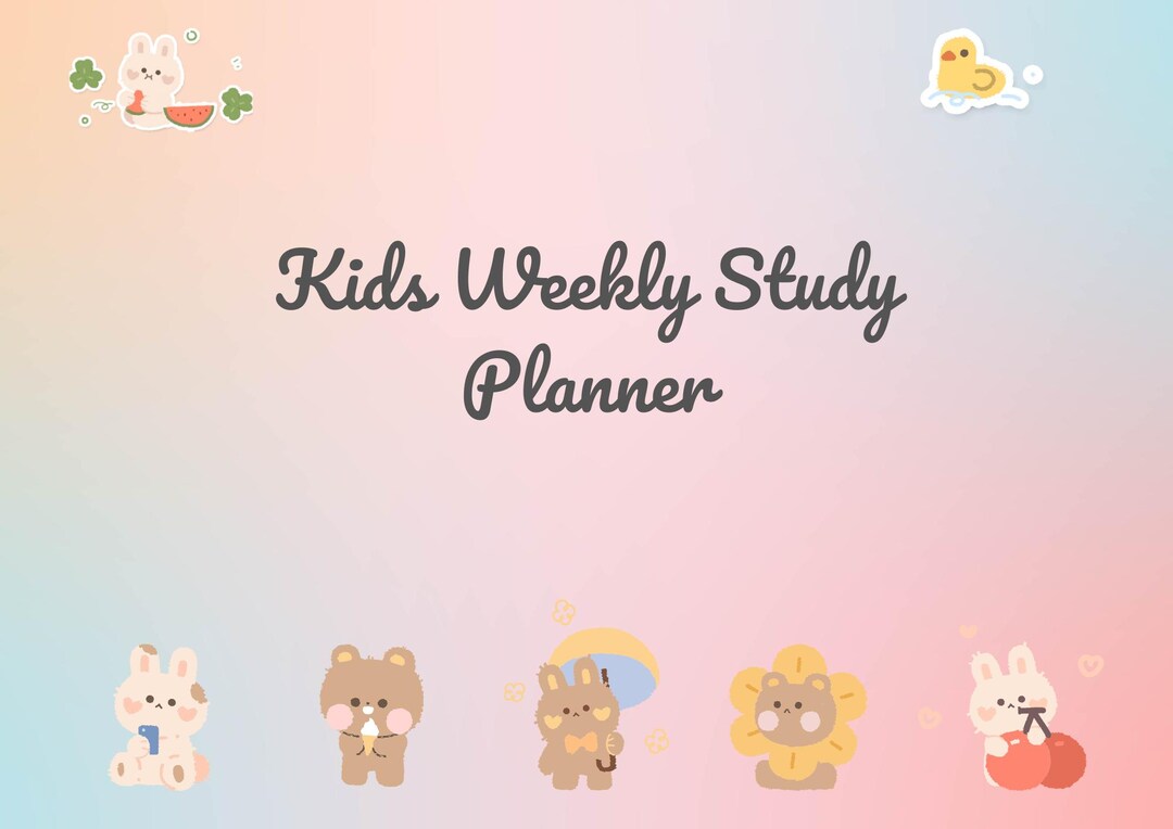 Kids Weekly Study Planner Printable | Homework & Study Organiser ...