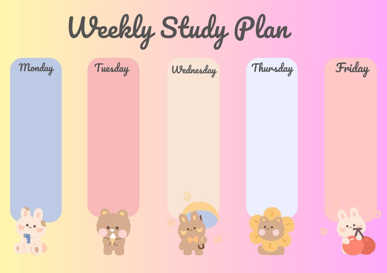 Kids Weekly Study Planner Printable | Homework & Study Organiser ...