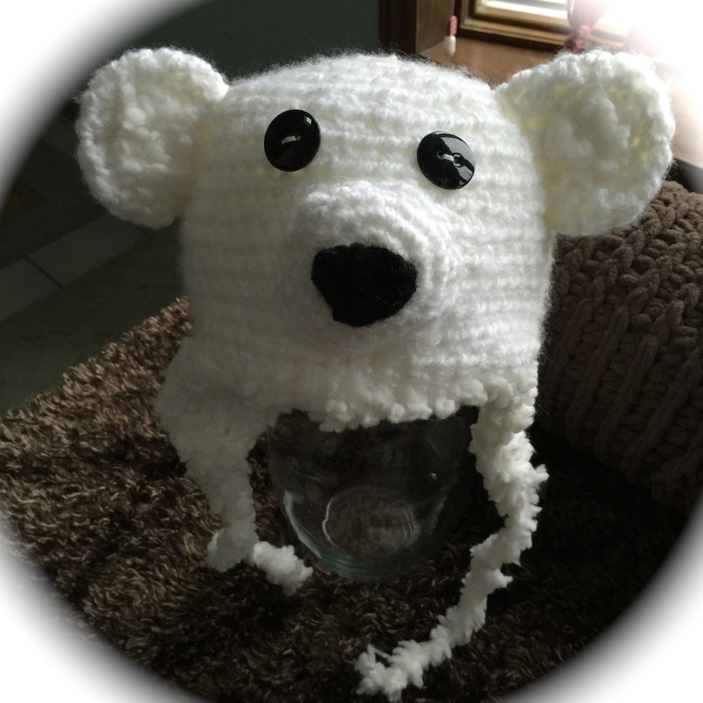 Crocheted Polar Bear Earflap Hat Winter Hats for Kids Animal Winter Hat ...