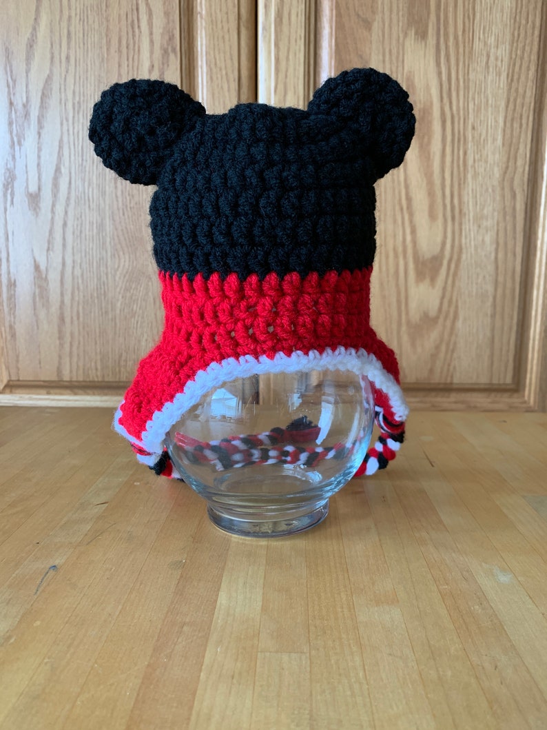 READY TO SHIP Newborn Mickey Mouse Earflap Hat With Braids - Etsy