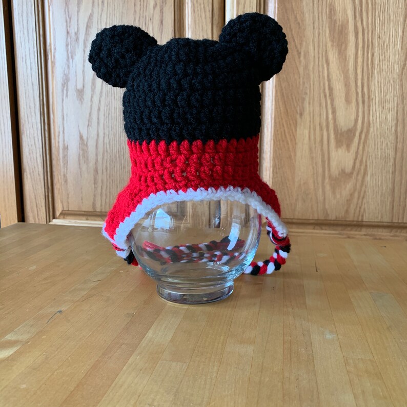 READY TO SHIP Newborn Mickey Mouse Earflap Hat With Braids - Etsy