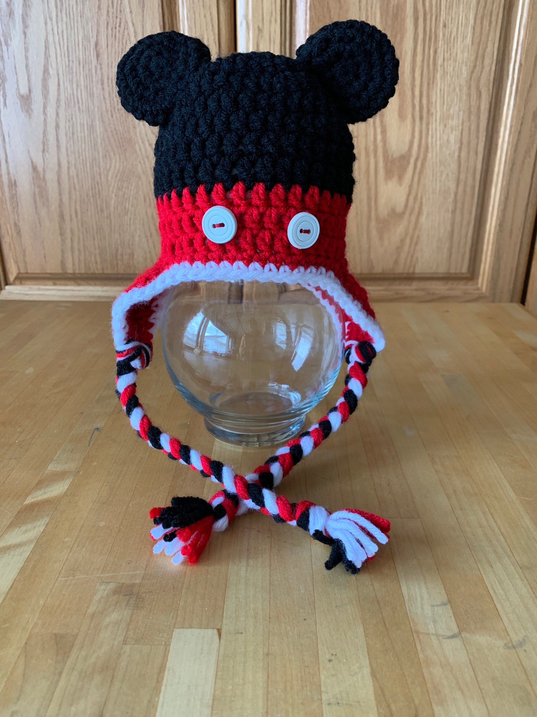 READY TO SHIP Newborn Mickey Mouse Earflap Hat With Braids - Etsy