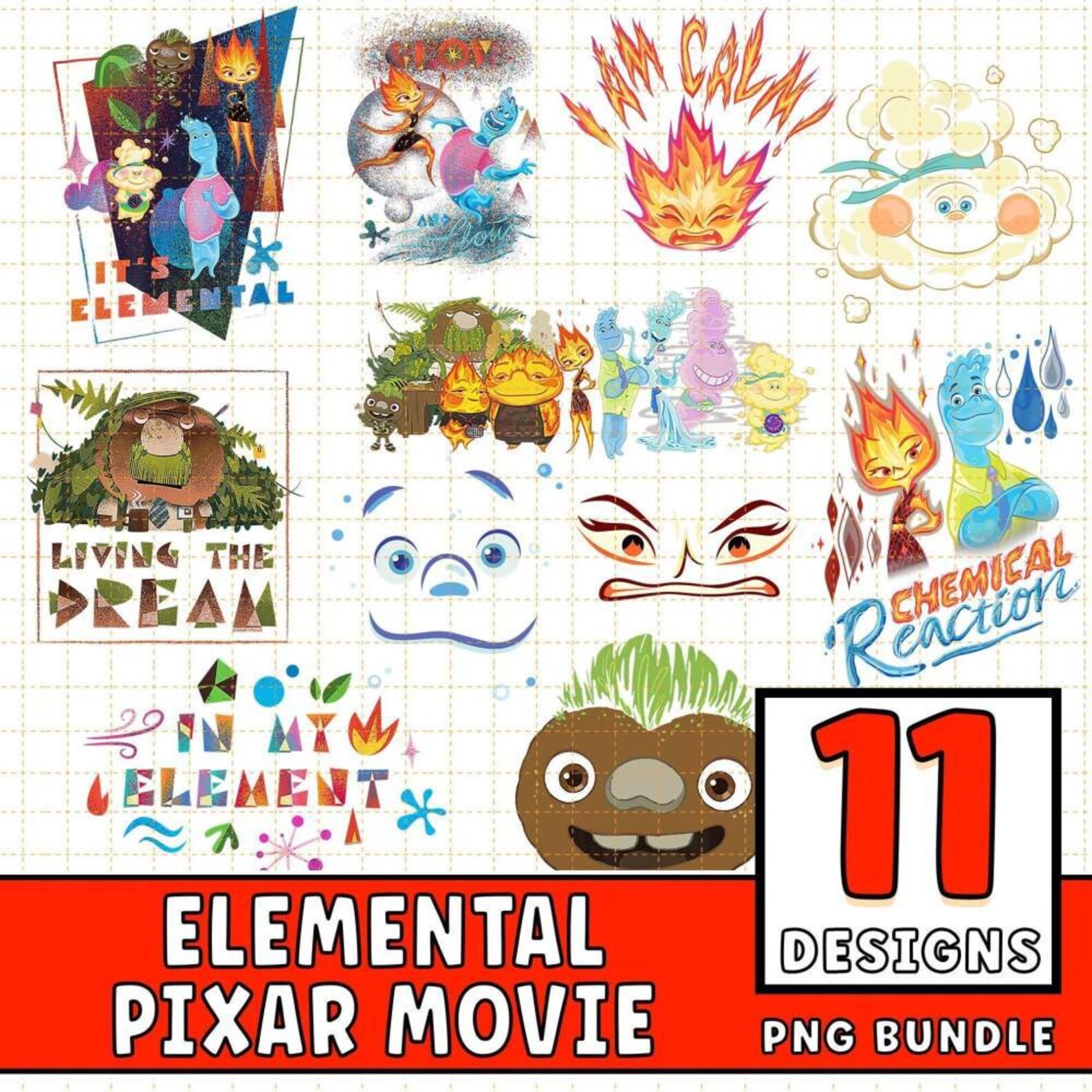 Elemental Pixar Movie Digital Download, Elemental Font Letters Numbers ...