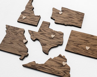 Personalized State Cutouts, Wooden State Cut Out With Heart - Etsy