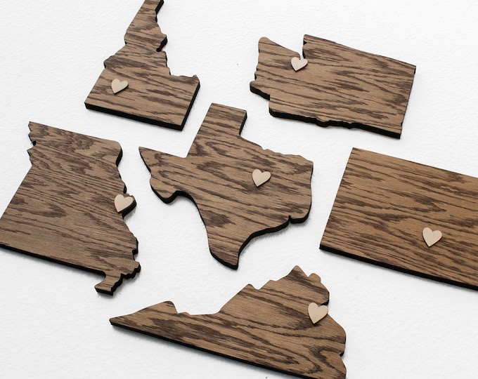 Dark Wood Rustic State Cut Out, Large State Cutout, Wood State Cutout ...