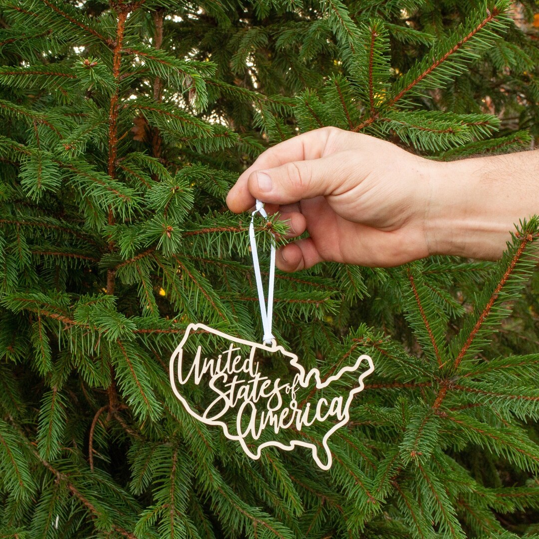 USA Wood Christmas Ornament United States of America Patriotic Gift - Etsy