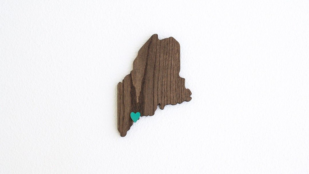 Wooden Maine State Sign Gift - Cutout State of Maine Wall Art Home ...