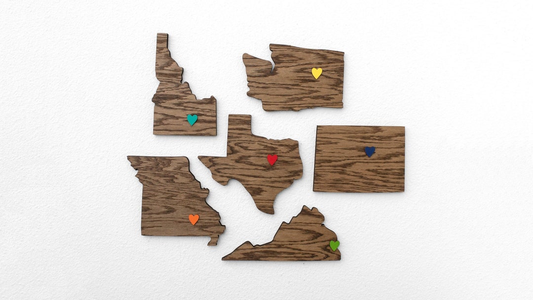 Wooden State Shapes Plaques Cutout Sign Wall Art for Home - Etsy