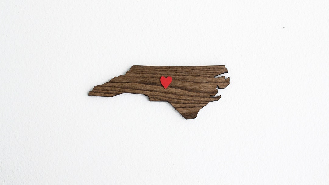 Wooden North Carolina Wall Art Decor and Gift: NC Cutout State Sign ...
