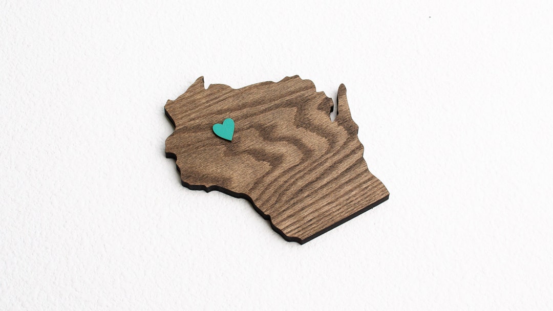 Wooden Wisconsin Wall Art Decor and Gift: WI Cutout State Sign Plaque ...