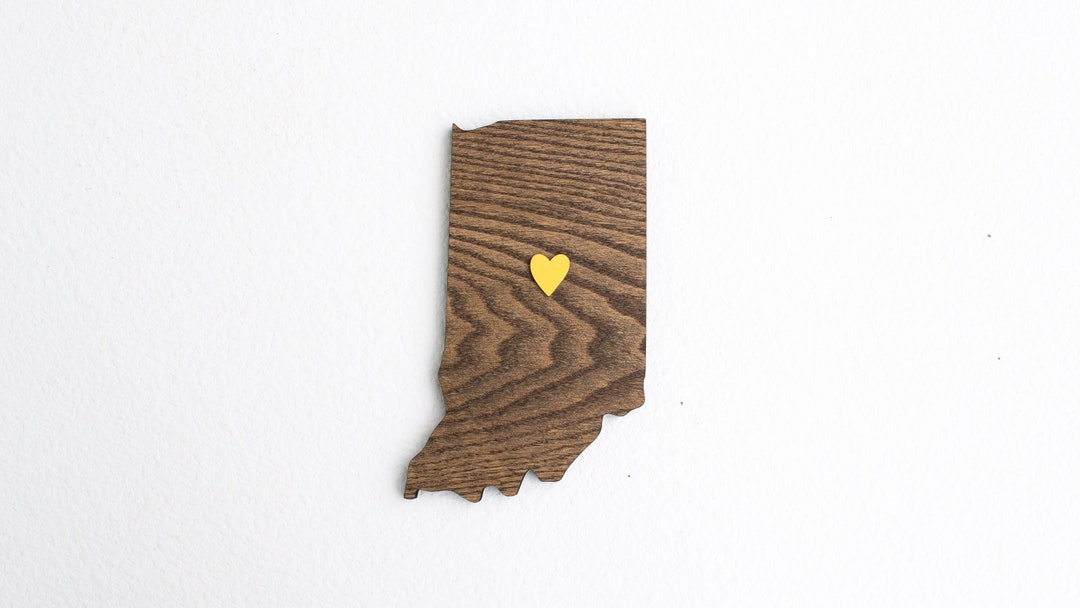 Wooden Indiana Wall Art Decor and Gift: IN Cutout State Sign Plaque - Etsy