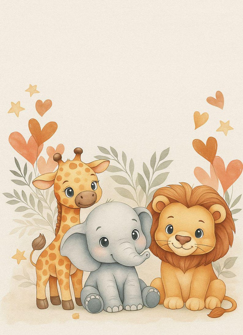 Safari Animals Nursery Rug, Lion Elephant Giraffe Playroom Carpet - Etsy