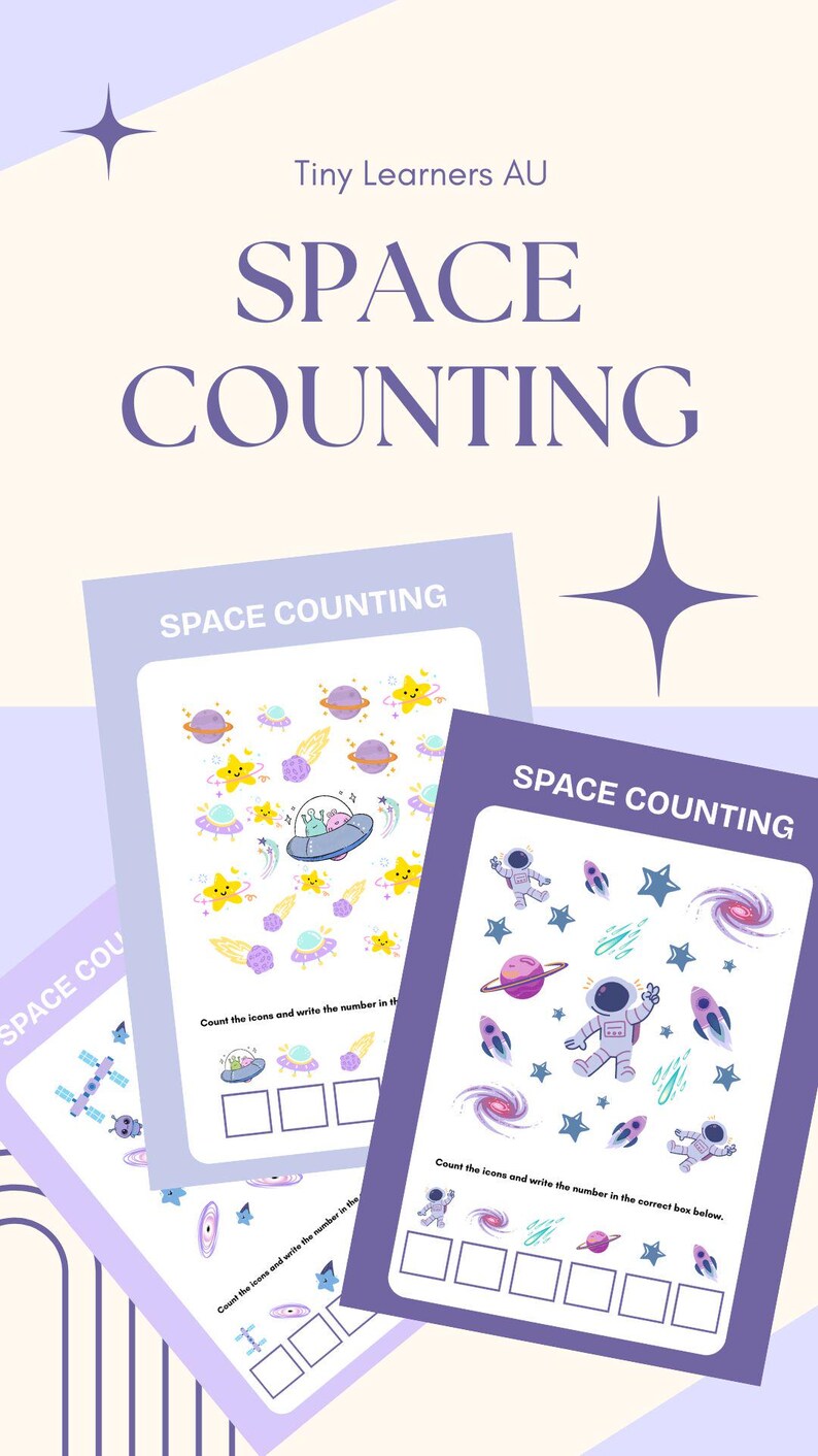 Bundle - Learn to Count Worksheet | Space Counting - Etsy