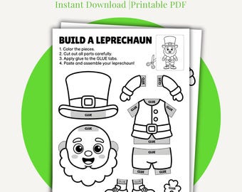 Build a Leprechaun Craft, St Patrick’s Day Cut and Paste Activity ...