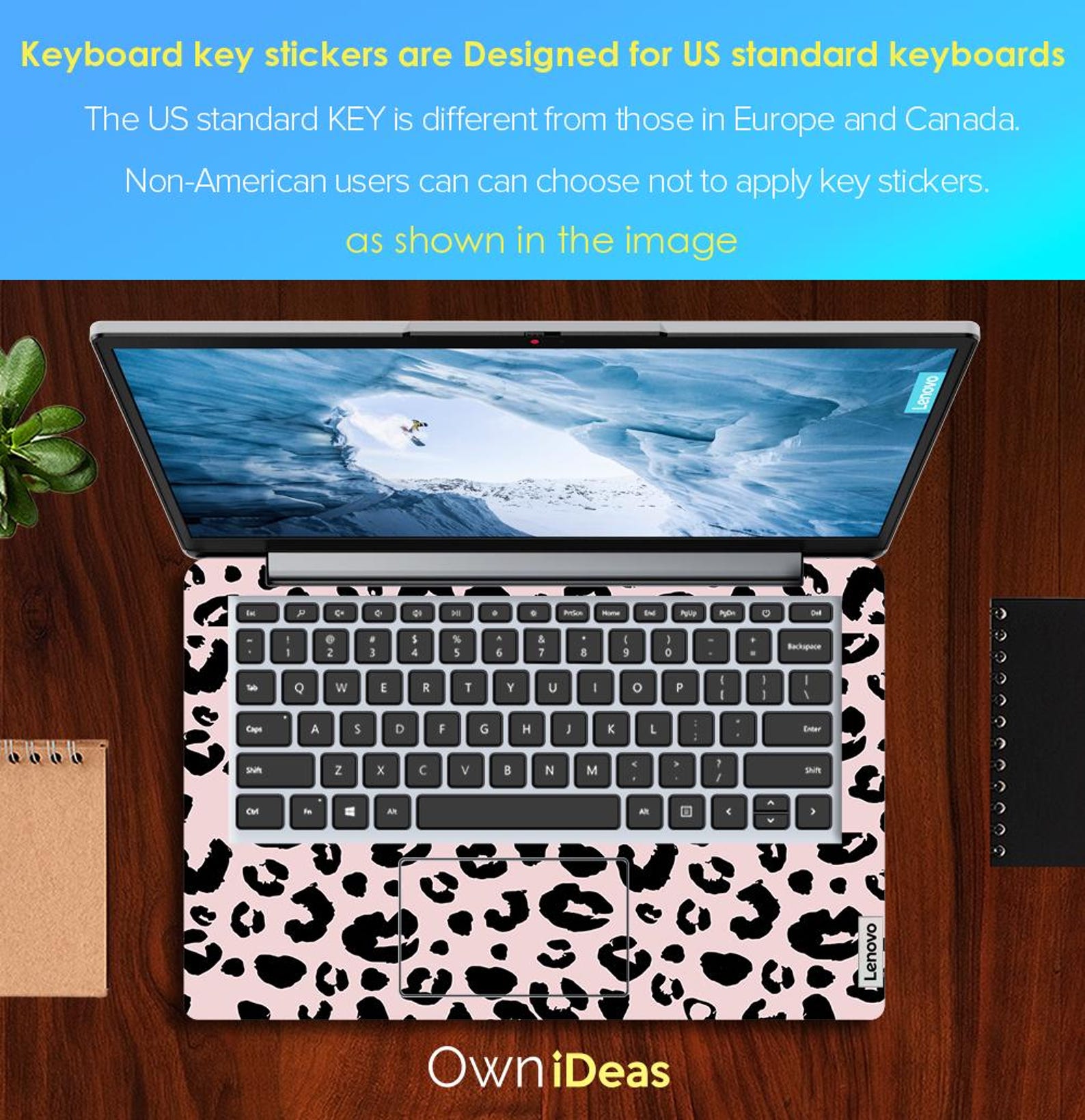 Lenovo Laptop Decal Pink Leopard Pattern Personalized Gift Vinyl ...