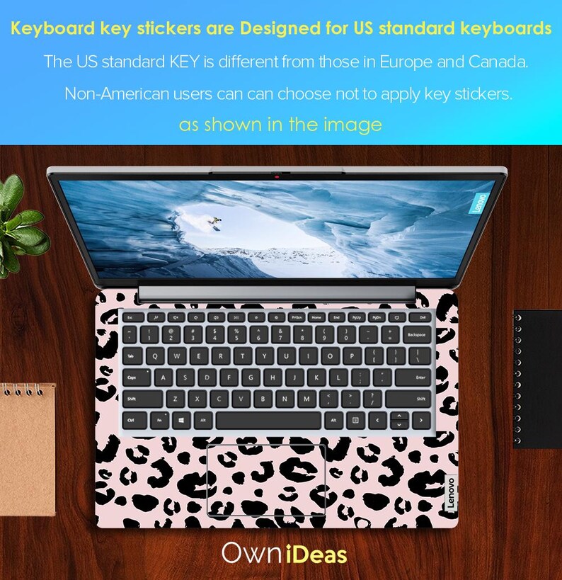 Lenovo Laptop Decal Pink Leopard Pattern Personalized Gift Vinyl ...