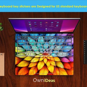 Hp Laptop Skins Colorful Leaf Design Personalized Gift Vinyl Sticker ...