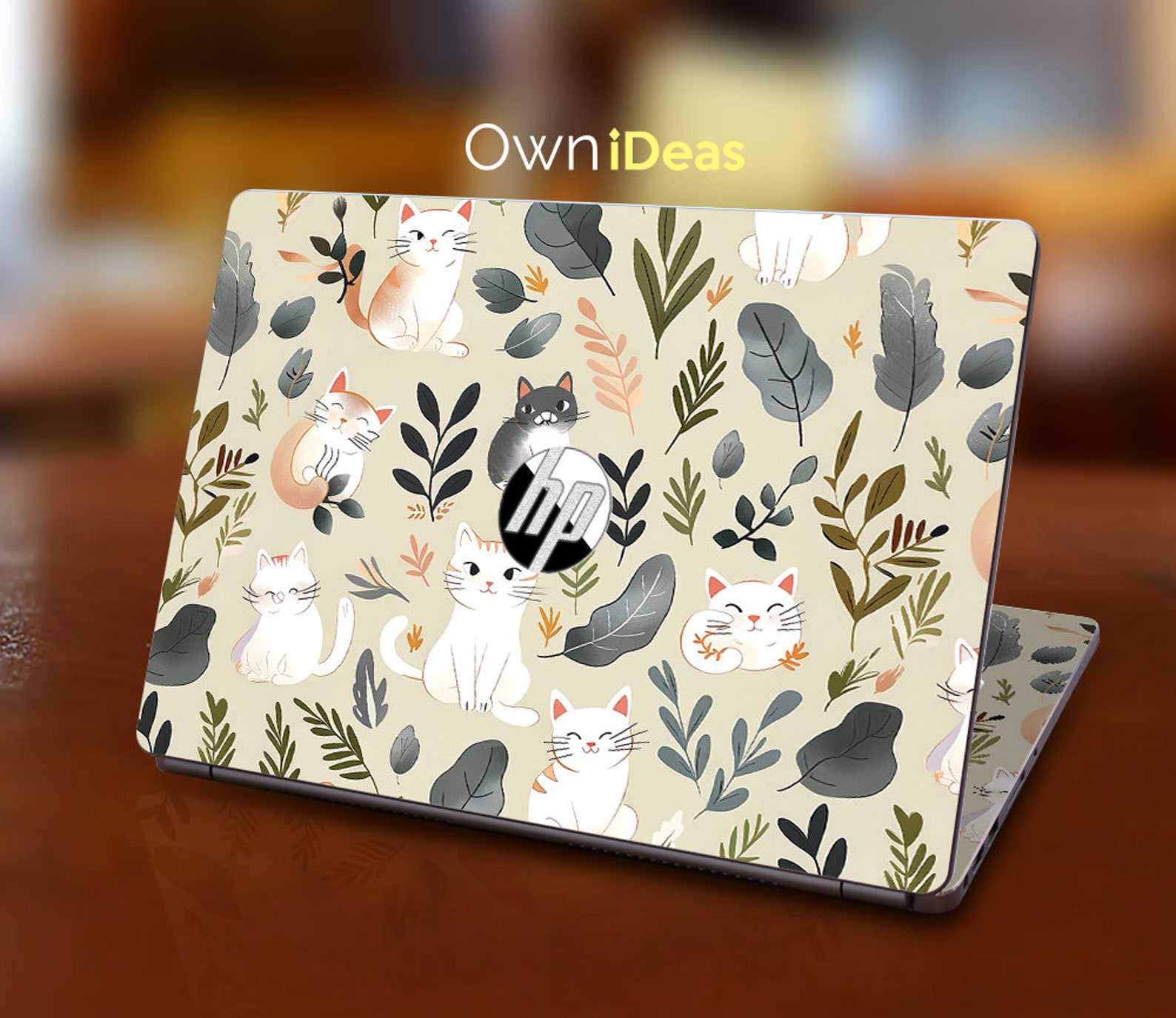 HP Laptop Sticker Cute Cat Design Personalized Anniversary Gift for Hp ...