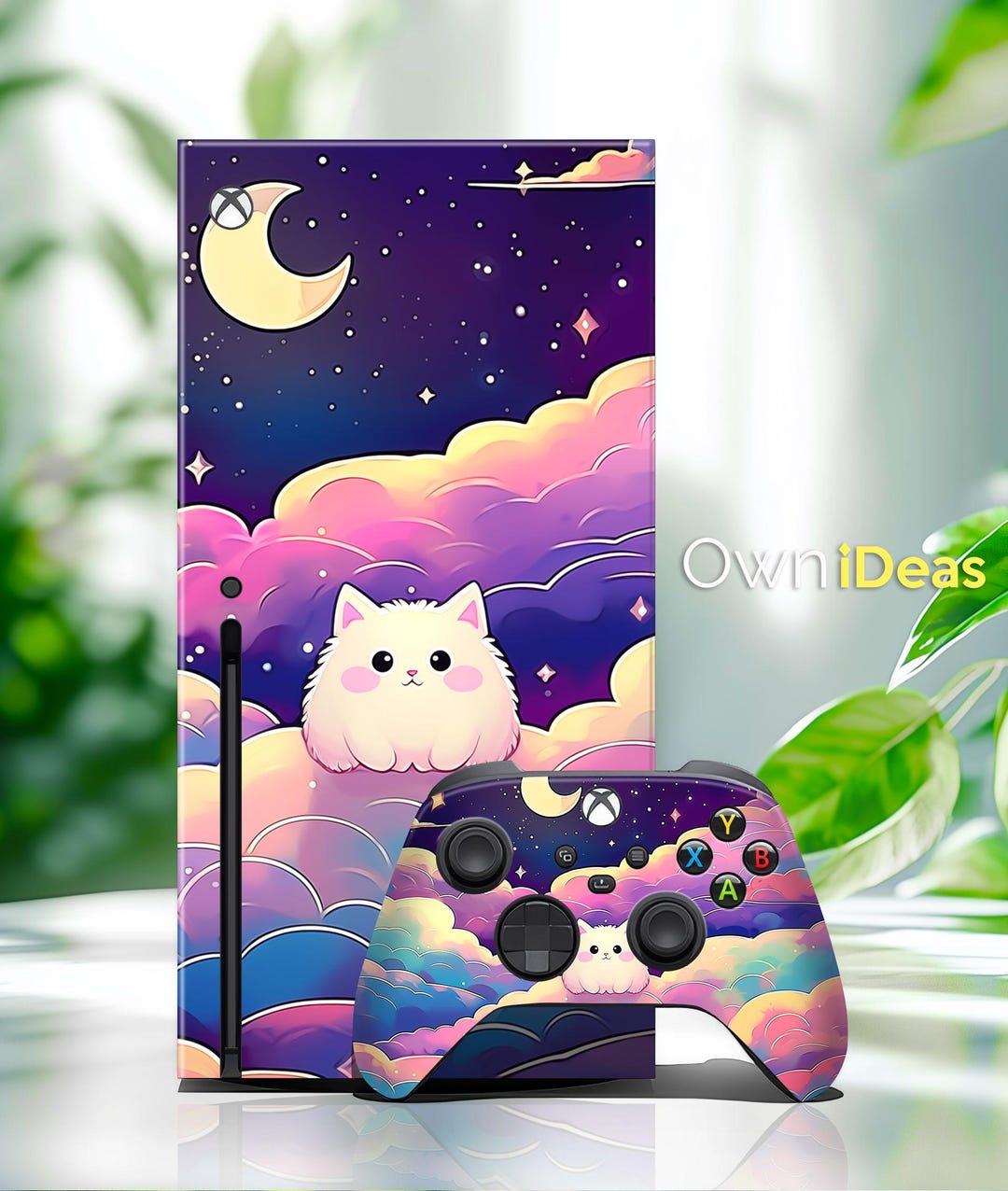 Xbox X Console Skin Purple Night Sky Design Vinyl Sticker for Xbox Series X Xbox Series S Xbox ...