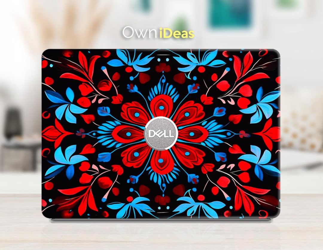 Dell Laptop Sticker Red Flower Pattern Custom Decal Personalized Gift ...