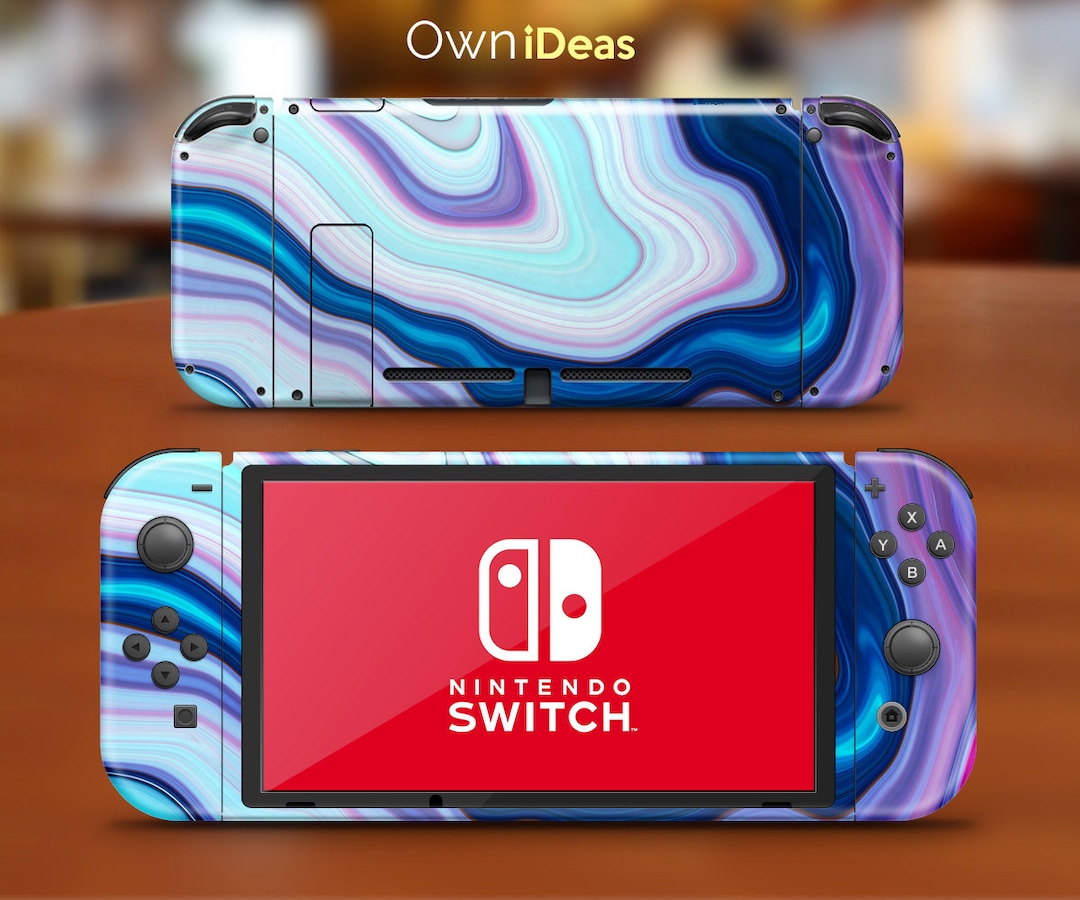 Nintendo Switch Skin Blue Abstract Texture Design Personalized Gifts ...