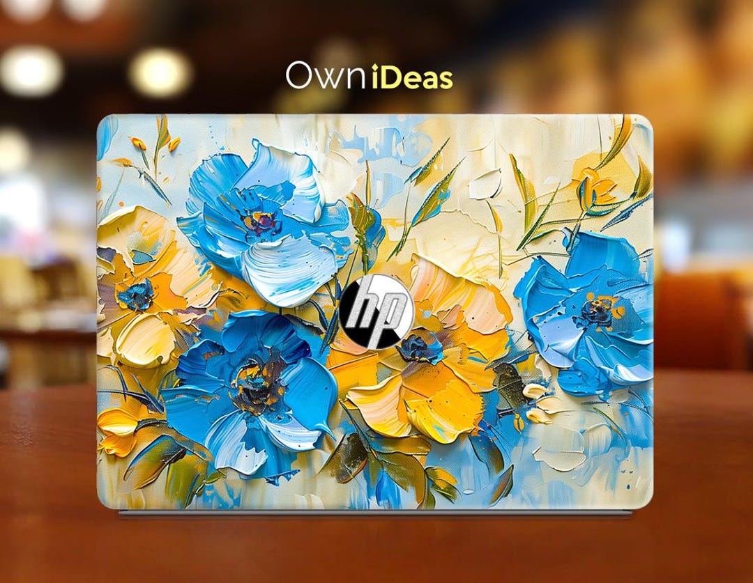 HP Computer Skin Oil Painting Flower Design Customized Personalized ...