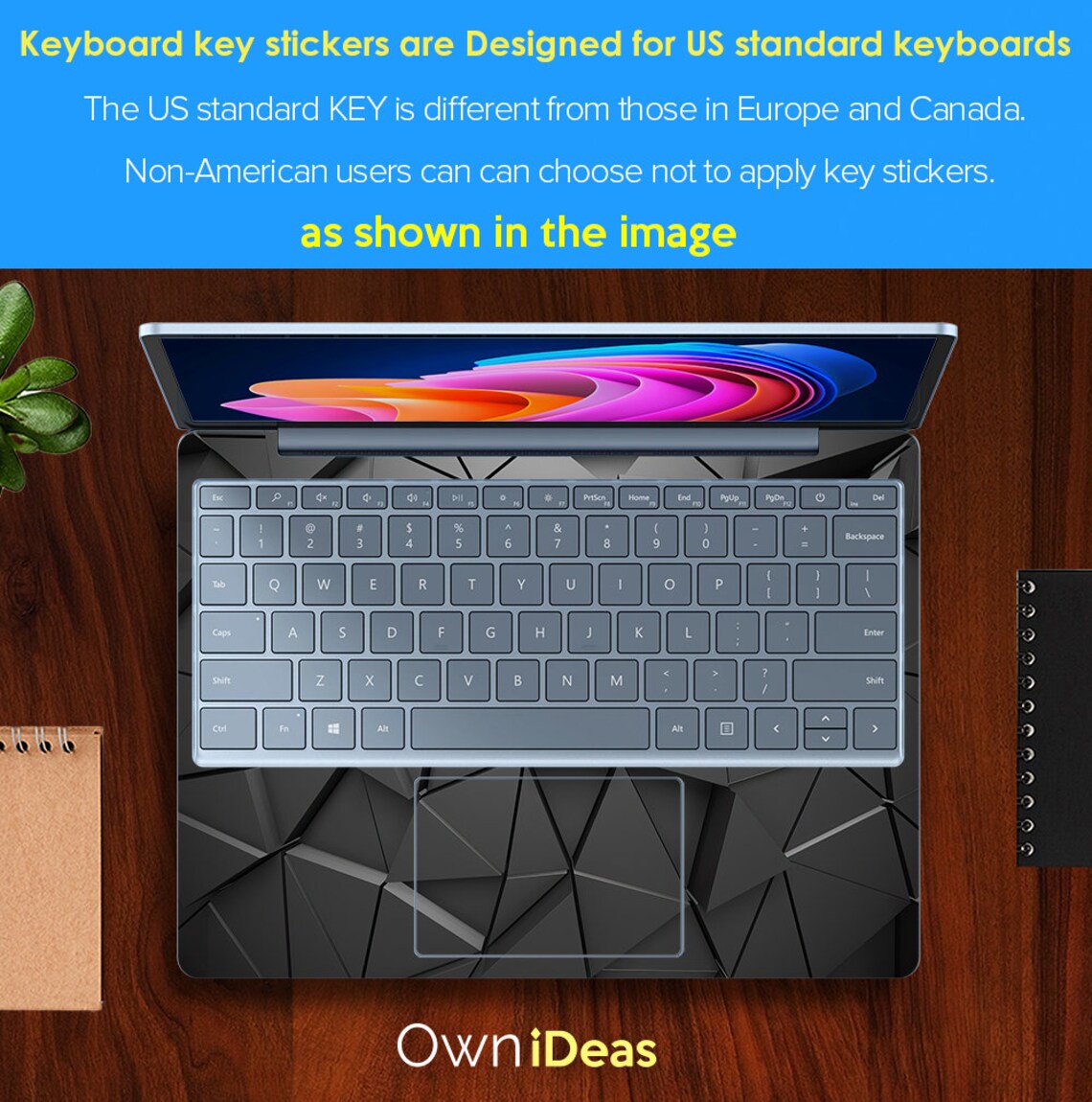 Surface Laptop 3 15" Sticker Black Texture Design Customizable ...