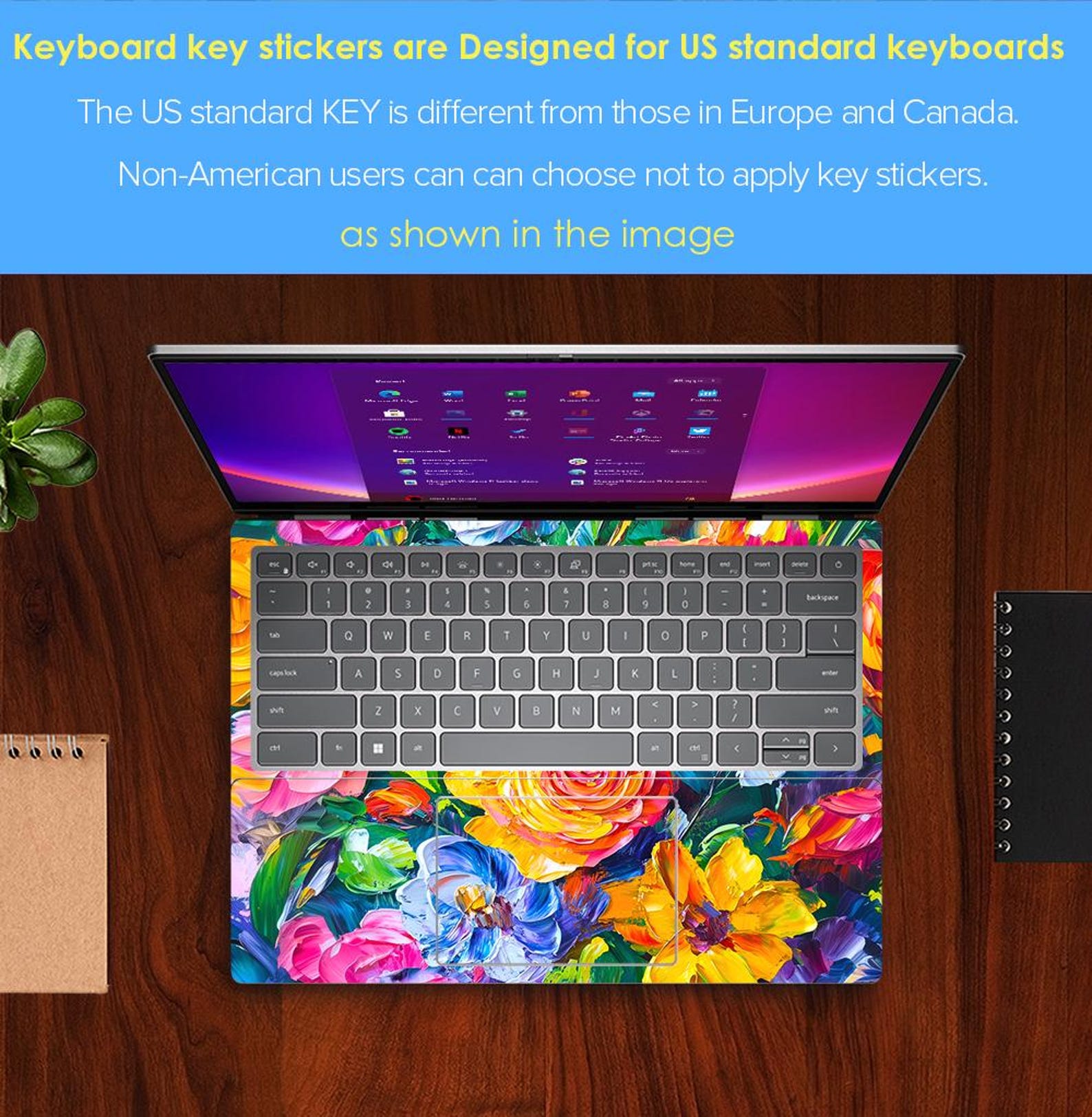 Hp Laptop Skin Colorful Oil Painting Flower Design Personalized Gift ...