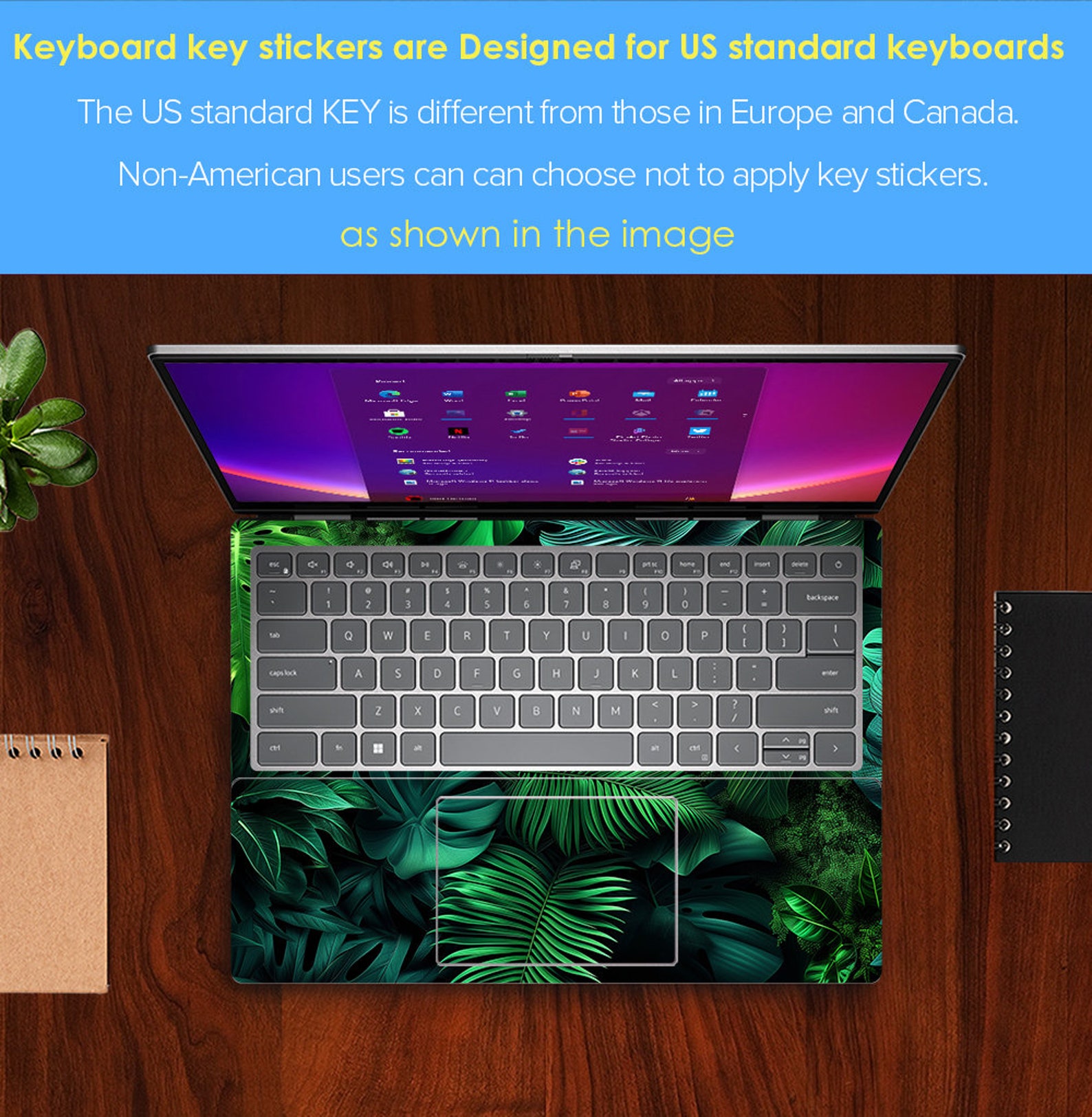 Hp Elitebook Laptop Sticker Green Leaf Pattern Personalized Graduation ...