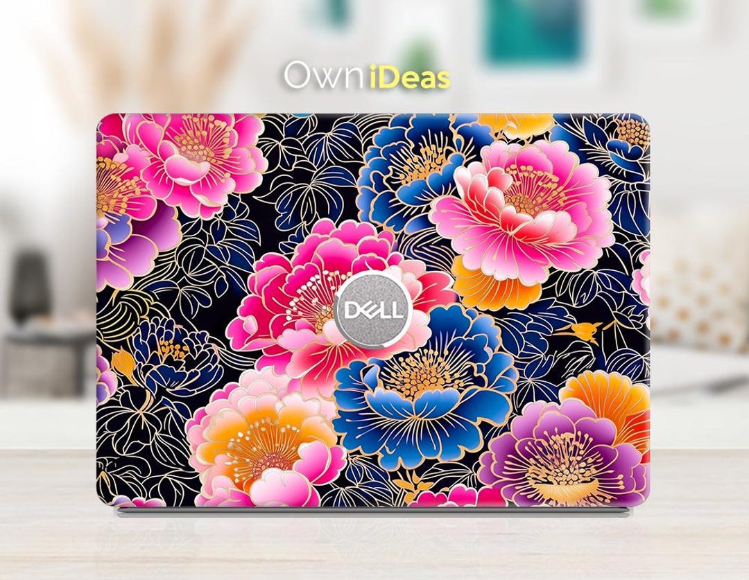 Dell Laptop Decal Purple Vivid Flower Design Personalized Gift Custom ...