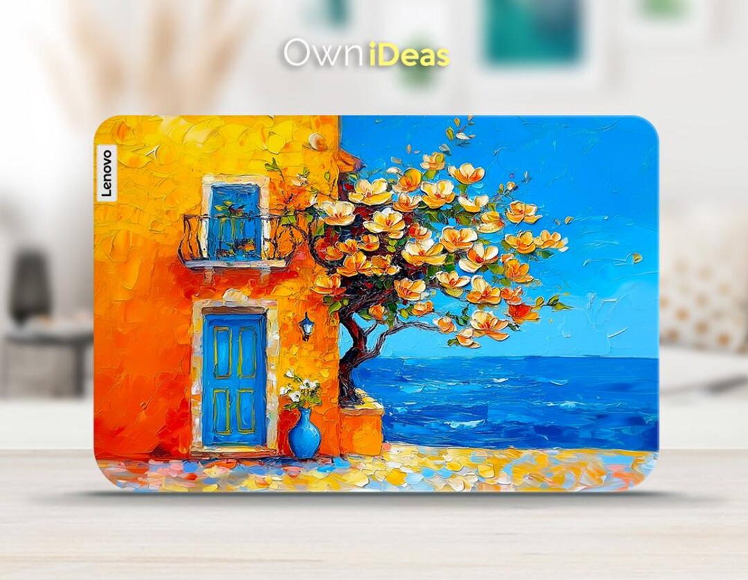 Lenovo Laptop Sticker Oil Painting Riverside House Vinyl Sticker ...