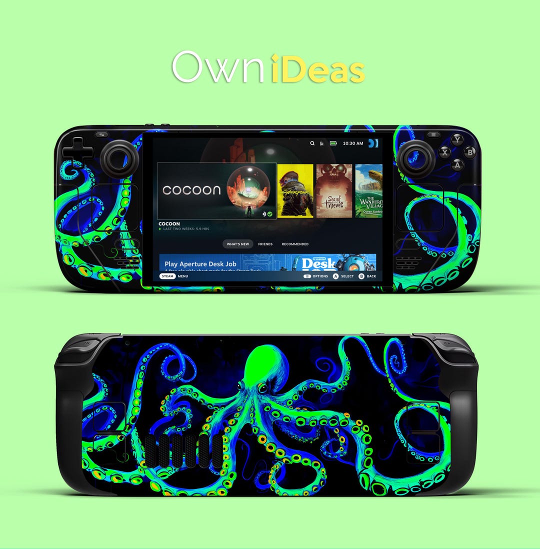 Custom Gaming Stickers Steam Deck Skin Unique Octopus Pattern Vinyl ...