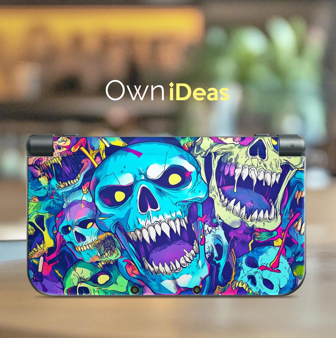 Japanese Nintendo 2DS Xl Skin With Clear Shell Neon Skull Design ...