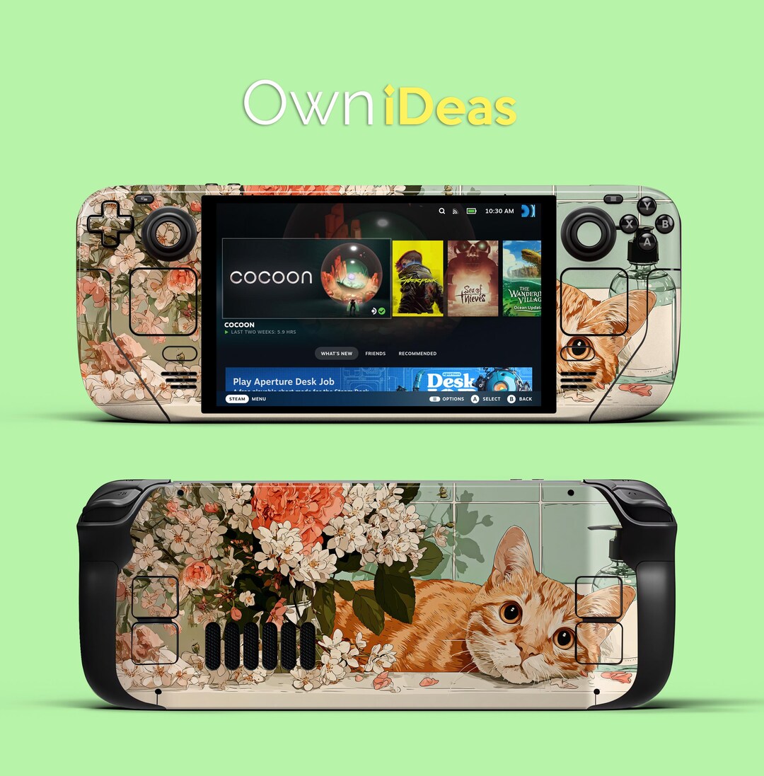Steam Deck Oled Skin Stickers Accessories Clear Shell Cat Nap Blossoms ...