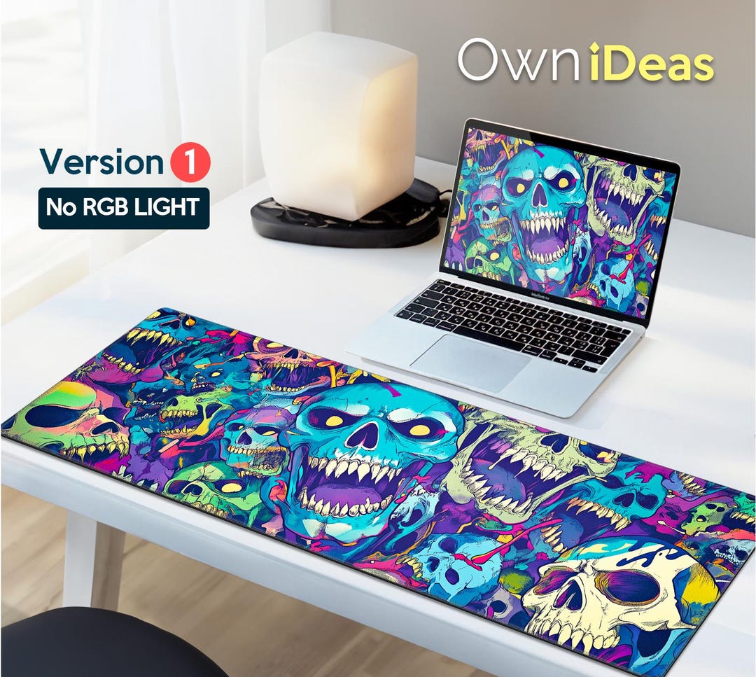 Colorful Desk Mat Personalized Computer Mouse Pad Custom Color Skull ...