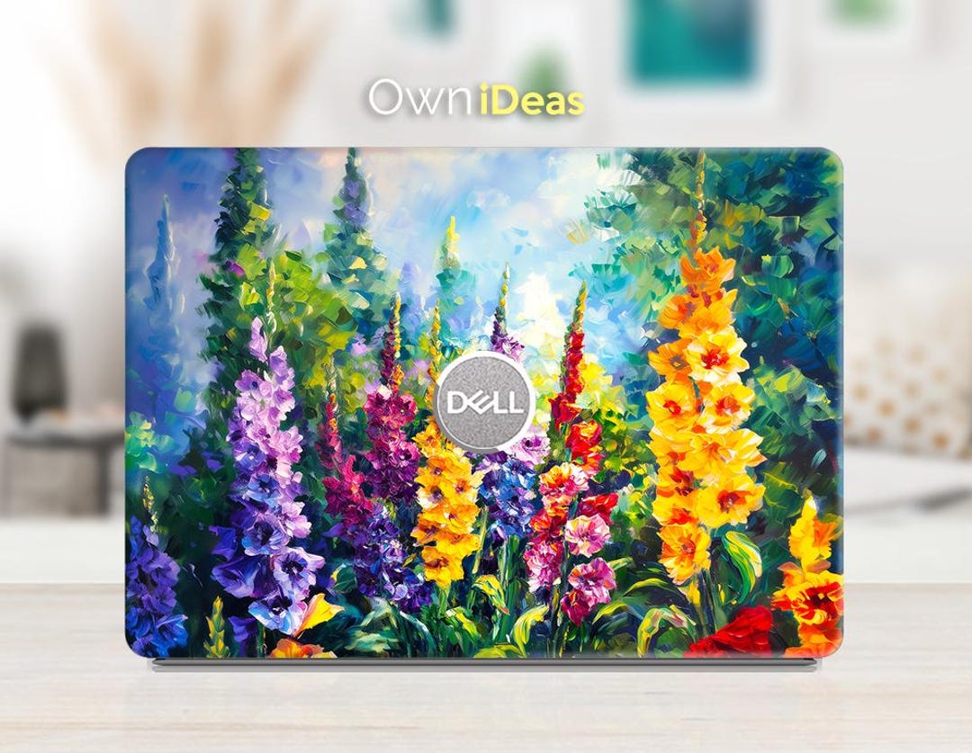 Dell Laptop Decal Colorful Oil Painting Floral Design Personalized Gift ...