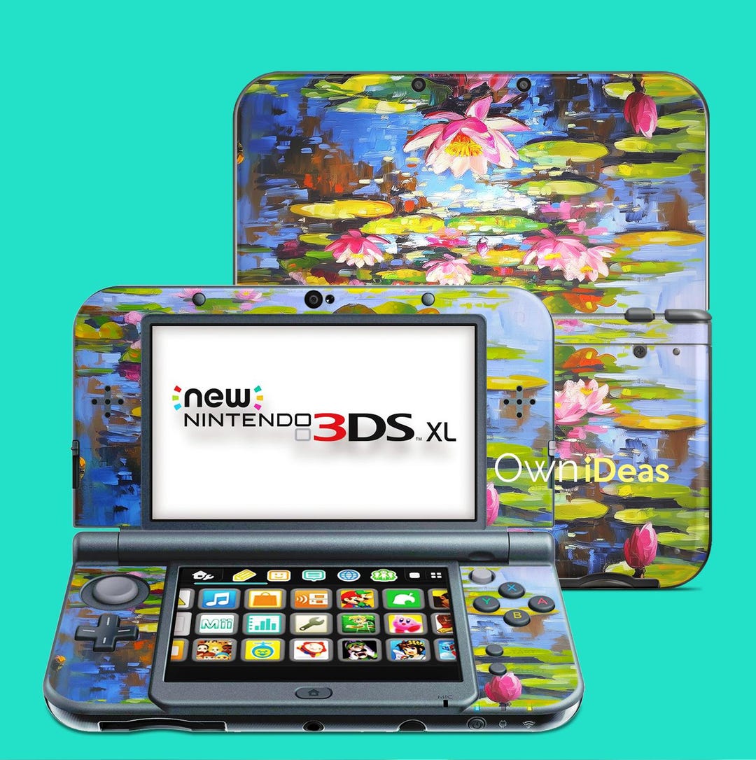 3ds XL Pre-cut Skin With Transparent Protective Shell Lotus Pond ...