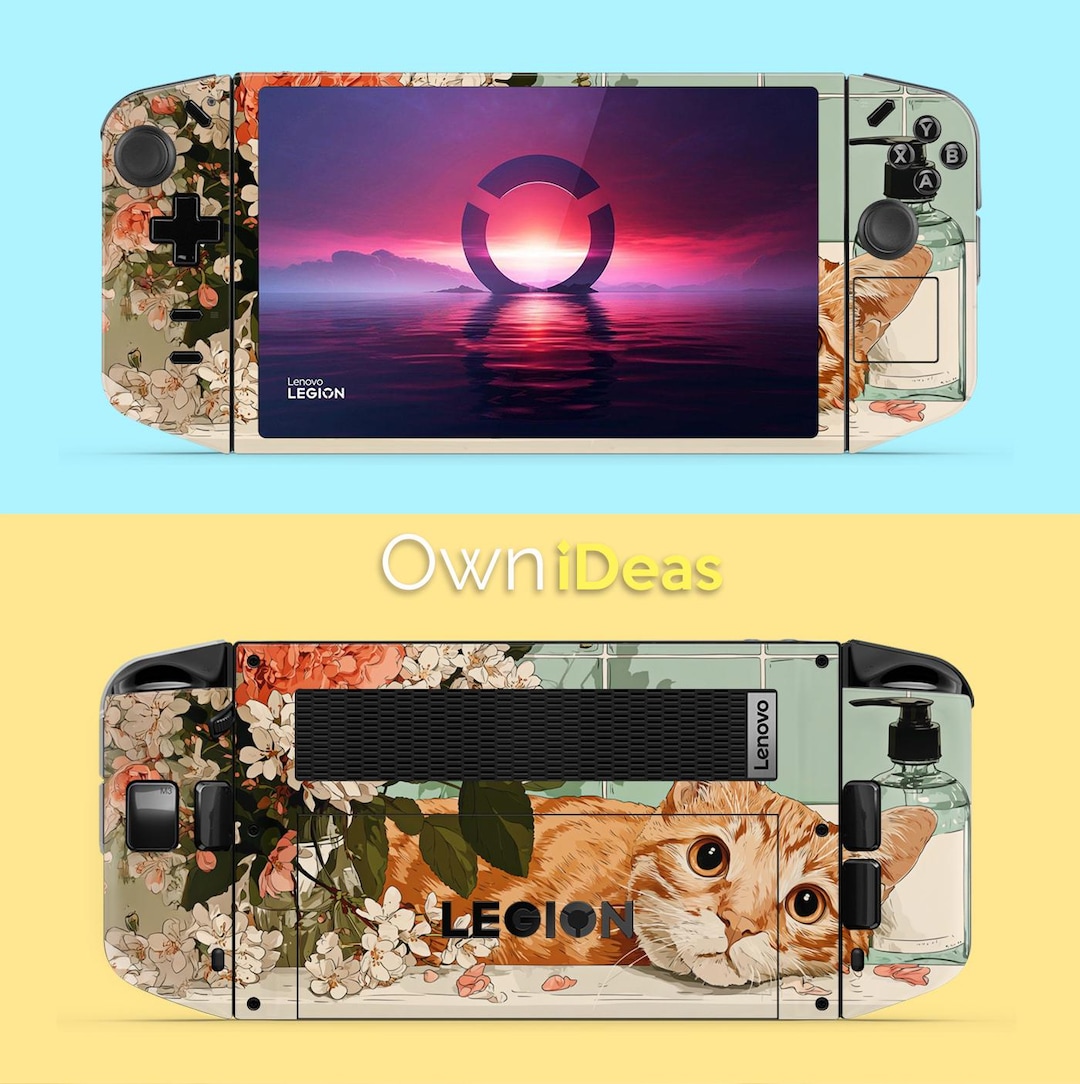 Lenovo Legion Go S Decal With Clear Case Cute Feline Blossoms Design ...